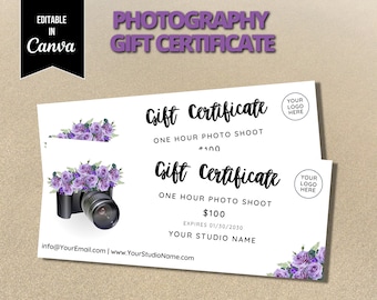 Editable Photoshoot Gift Coupon Template, Printable Photo Session Gift ...