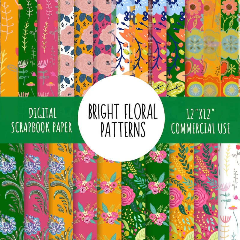 Floral Digital Paper - Etsy