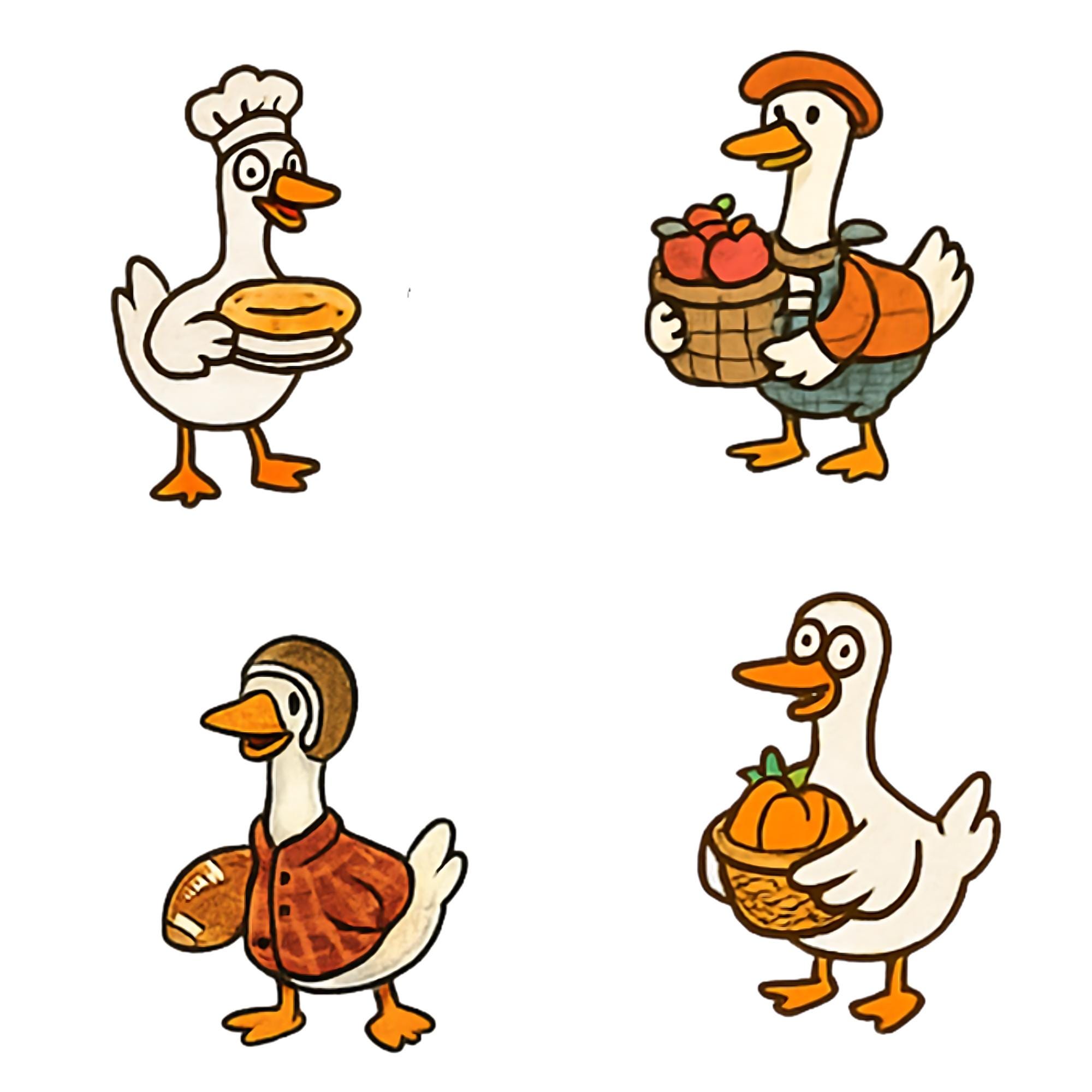Funny Fall Goose Clipart Bundle: Autumn PNG Graphics (commercial Use ...