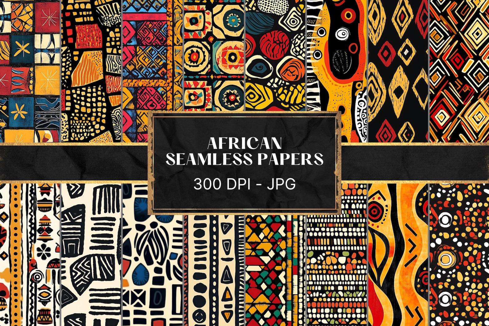 African Kente Mud Cloth Digital Paper: Seamless Tribal Patterns (12x12 ...