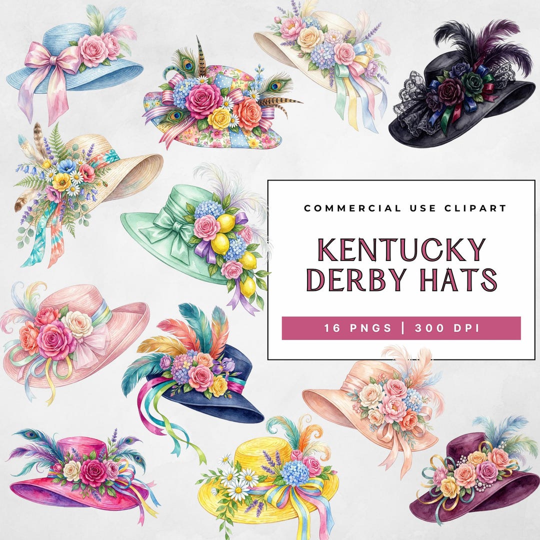 Kentucky Derby Hat Clipart Bundle, Horse Racing Derby Tea Party ...