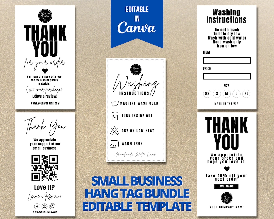 Editable Hang Tag Bundle, Price Tag Template, Washing Instructions ...