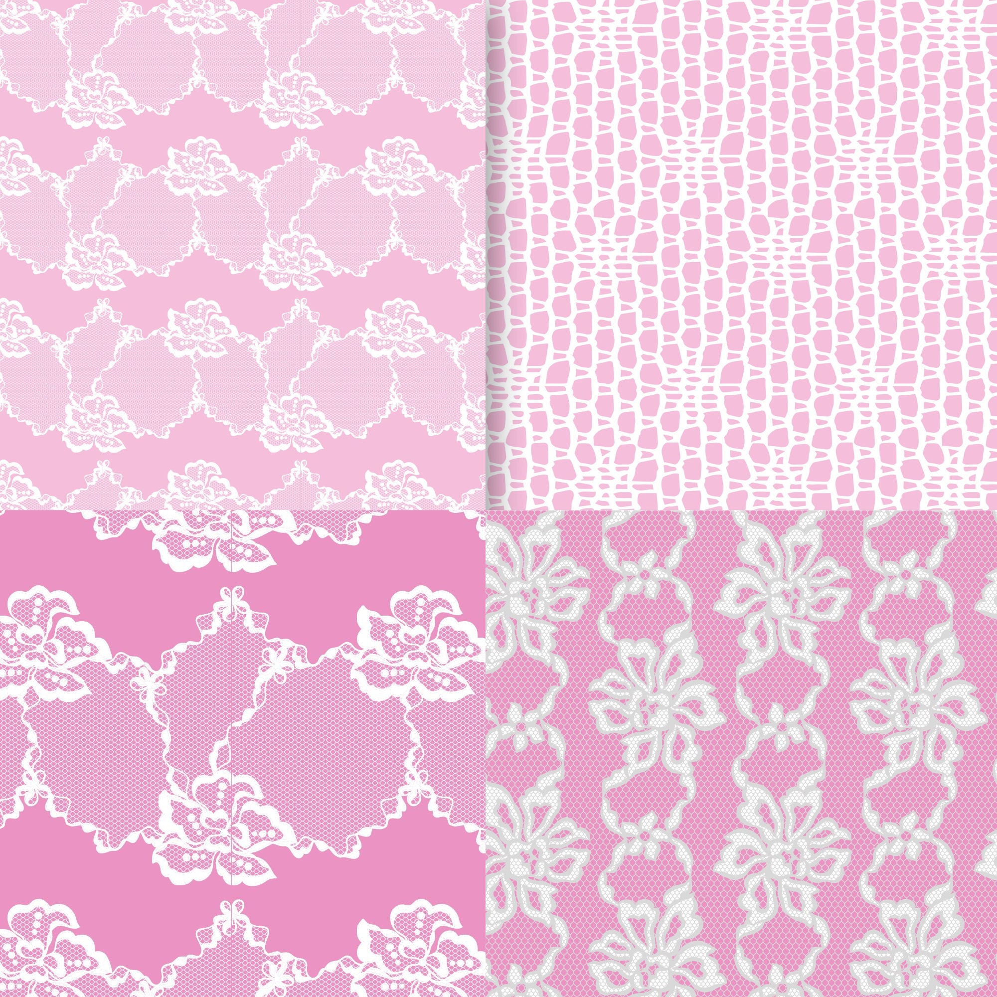 Pink Lace Digital Paper Pack: Scrapbook Backgrounds (12x12) (digital ...