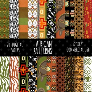 African Digital Paper, African Background Paper, African Scrapbook ...