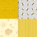Bee Digital Paper Pack, Bee Patterned Paper, Honeycomb Paper, Yellow ...