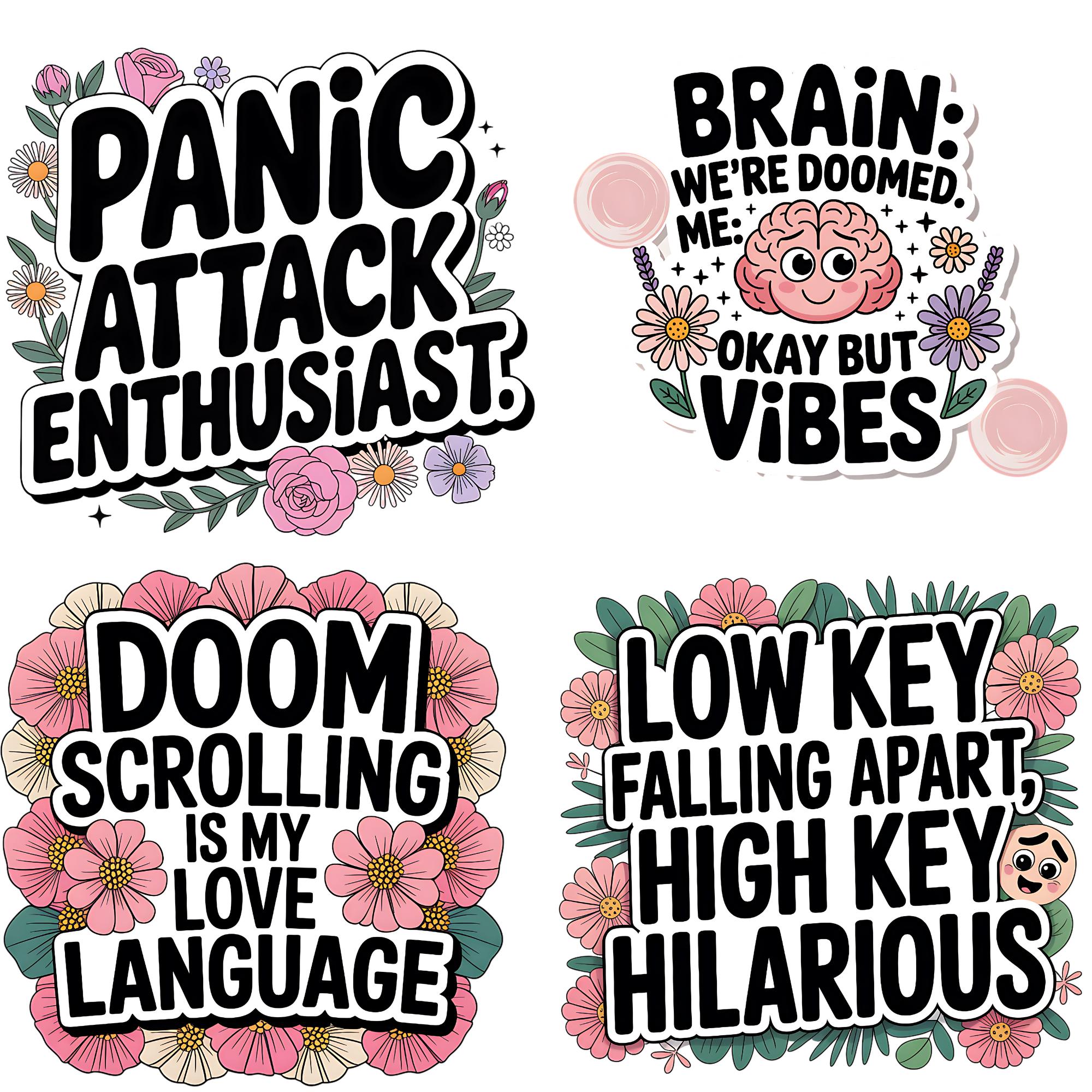 Funny Mental Health Clipart Bundle: Sarcastic Quote PNG Graphics ...