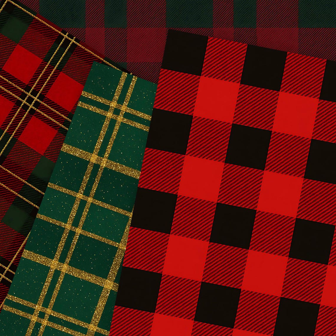 Tartan Plaid Digital Paper, Seamless Christmas Plaid Patterns, Red ...