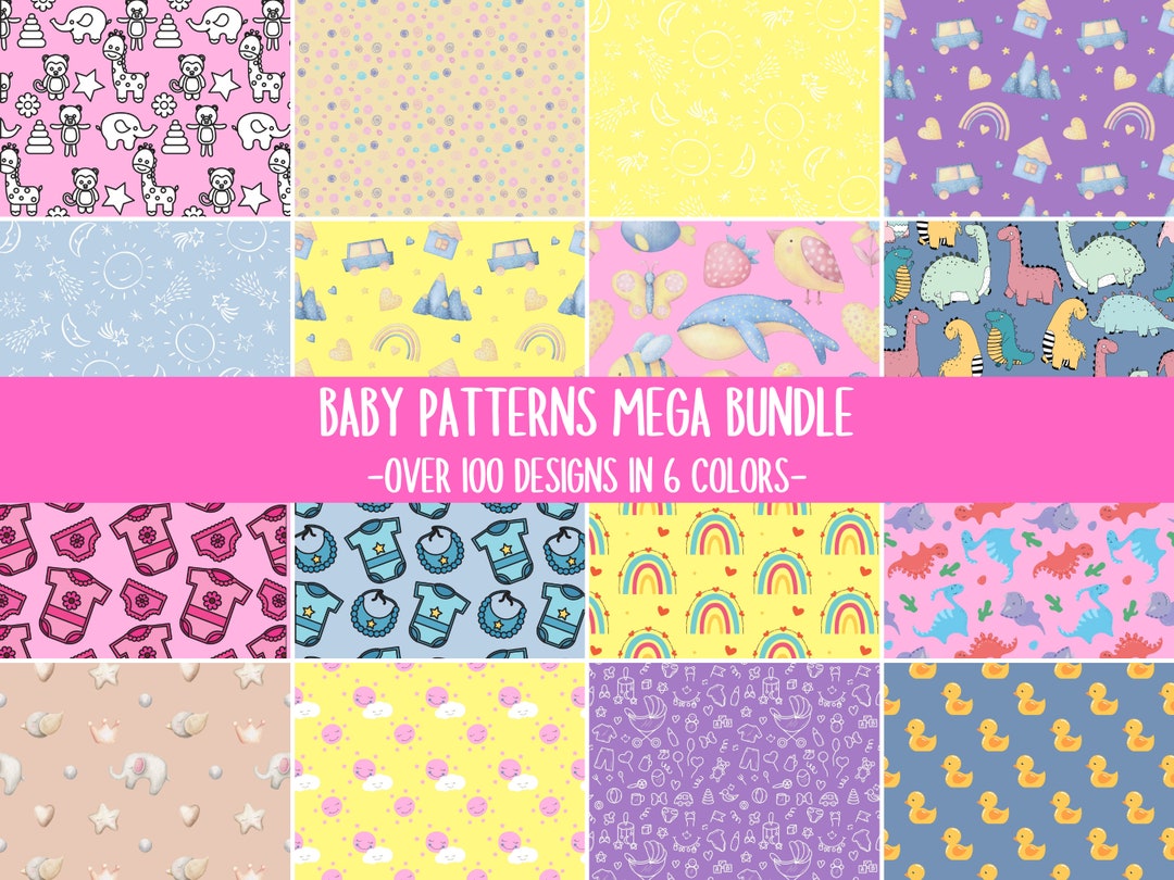 Digital Baby Paper Mega Bundle, Nursery Digital Paper Patterns Jpg ...