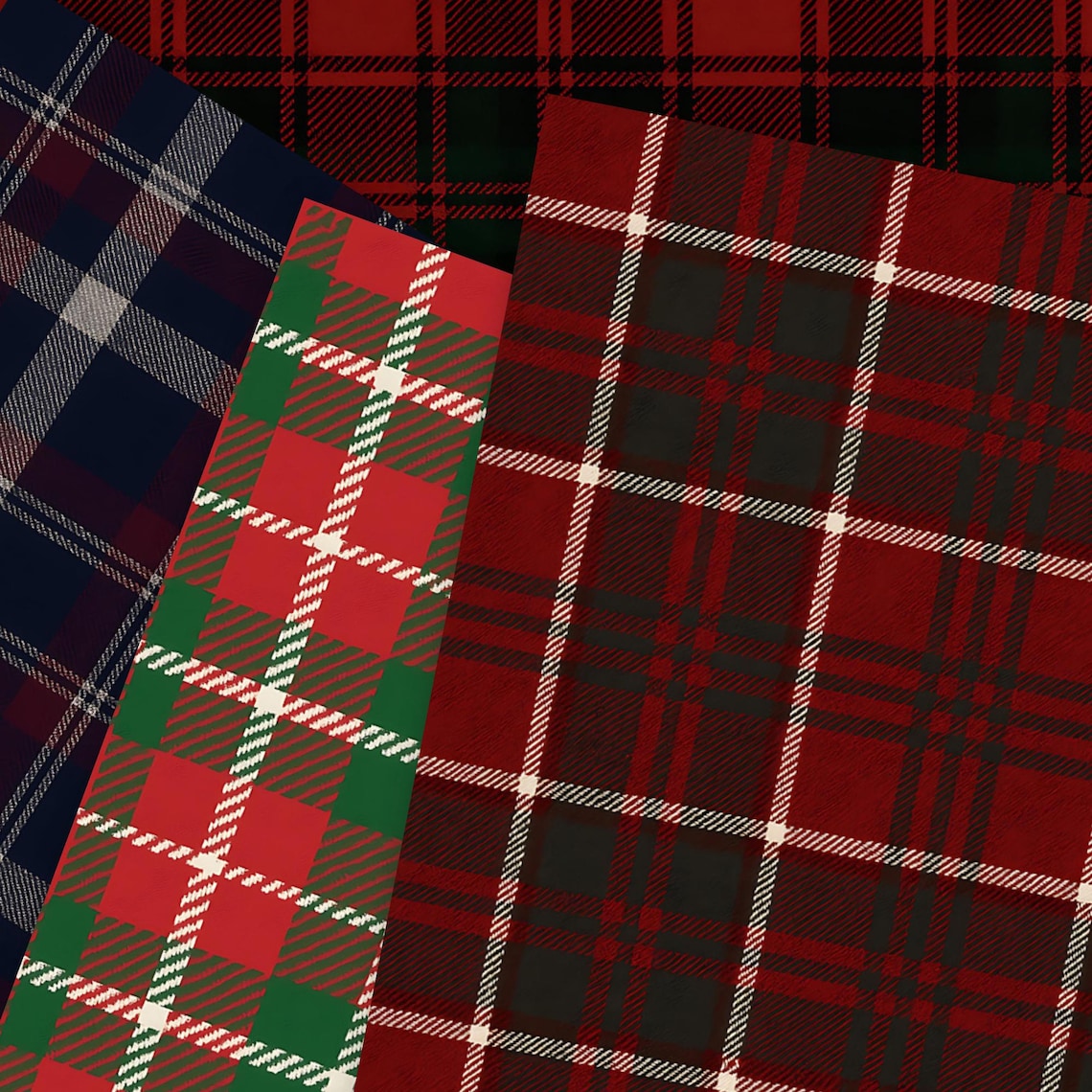 Tartan Plaid Digital Paper, Seamless Christmas Plaid Patterns, Red ...