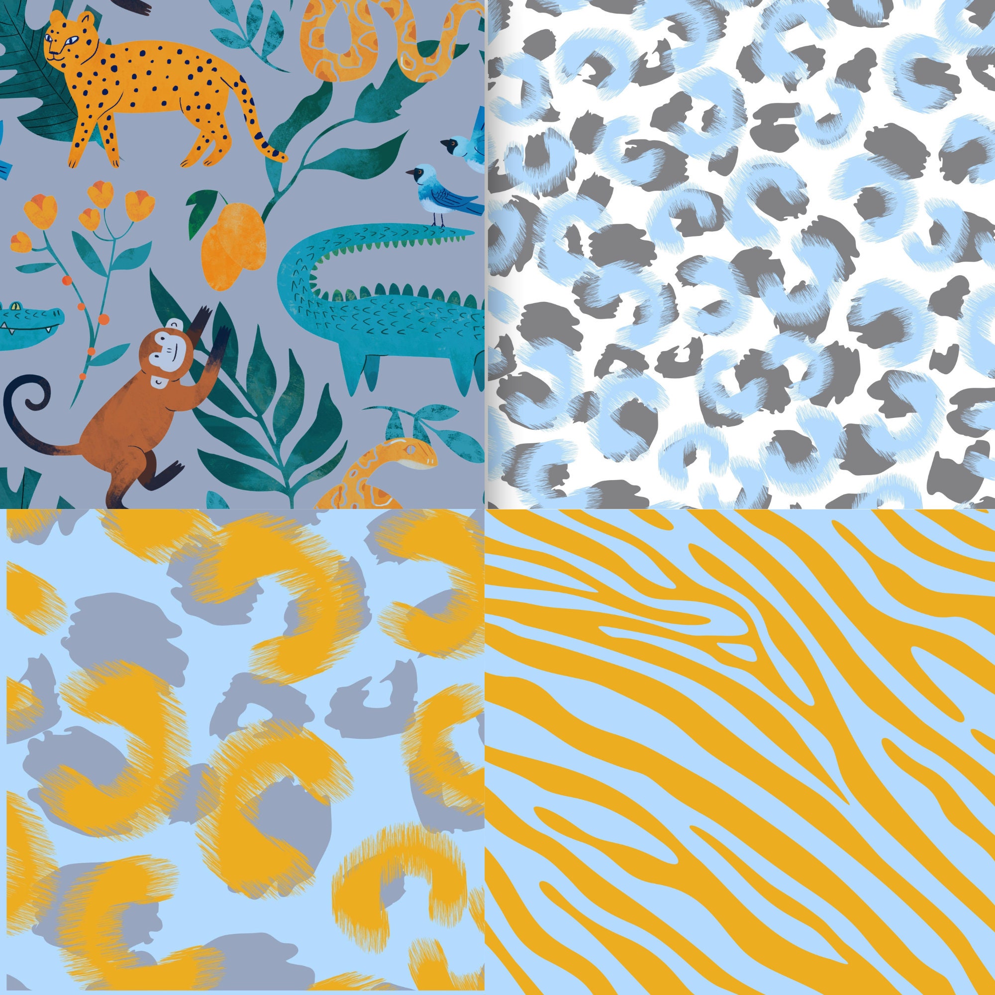 Zoo Animal Digital Paper Pack: Safari Scrapbook Backgrounds (commercial ...