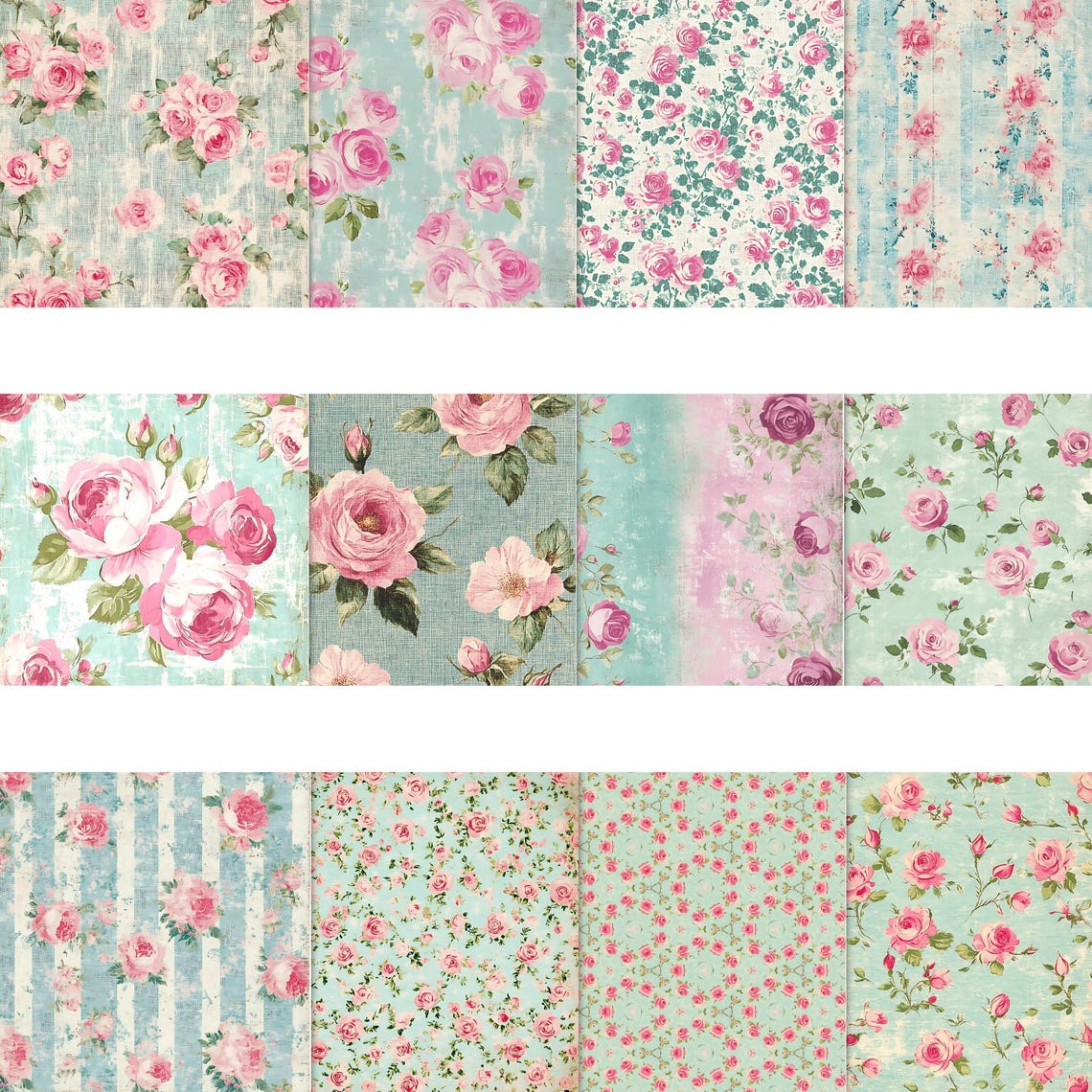 Shabby Chic Rose Digital Paper: Vintage Floral Backgrounds (JPG) - Etsy