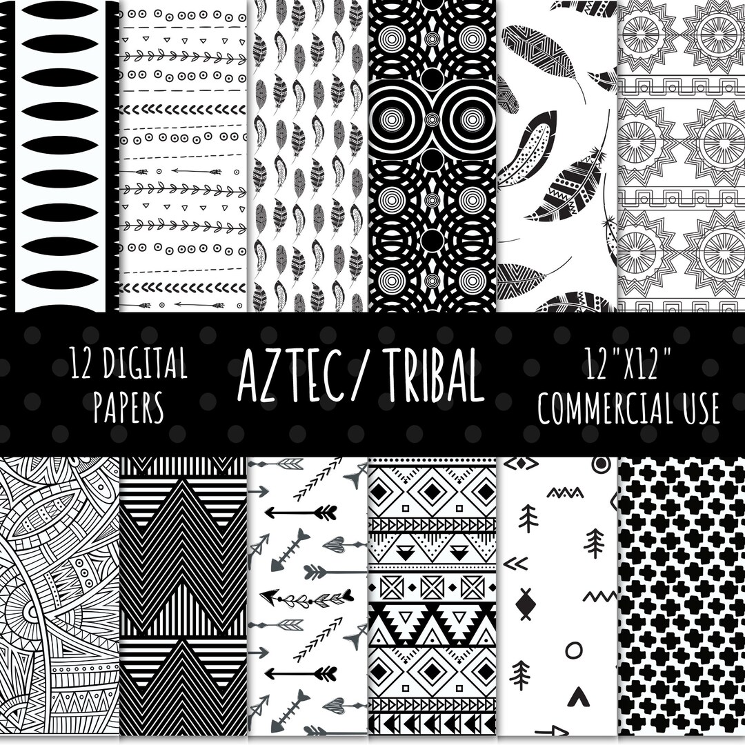 Aztec Digital Paper, Tribal Backgrounds, Aztec Patterns, Digital ...