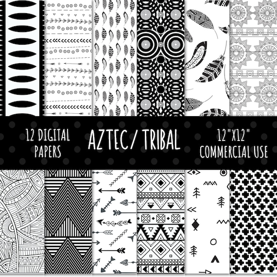 Aztec Digital Paper Tribal Backgrounds Aztec Patterns - Etsy