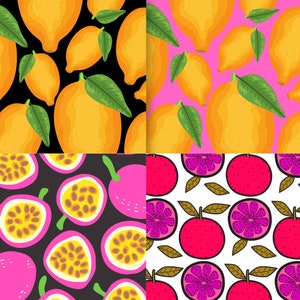 Fruit Digital Paper Pack, Summer Fruit Digital Paper, Watercolor Paper ...