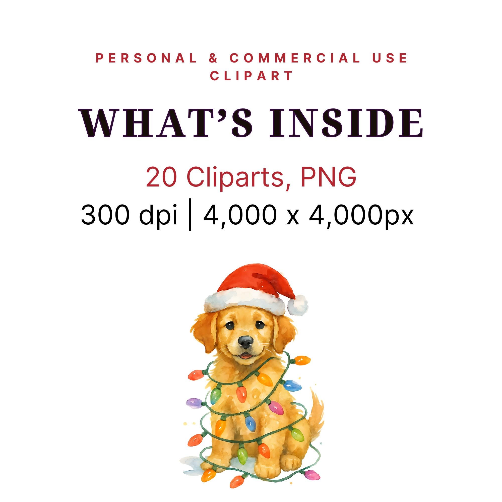 Watercolor Christmas Animals Clipart: Funny Holiday PNG Bundle ...