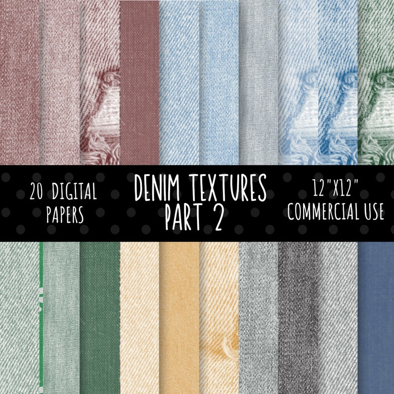 Denim Digital Scrapbook Paper Part 2 Black Denim Scrapbooking - Etsy