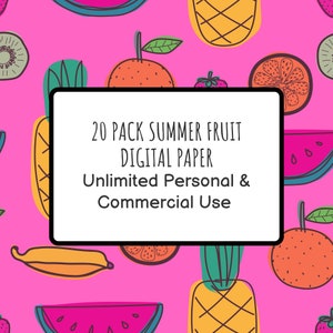 Fruit Digital Paper Pack, Summer Fruit Digital Paper, Watercolor Paper ...