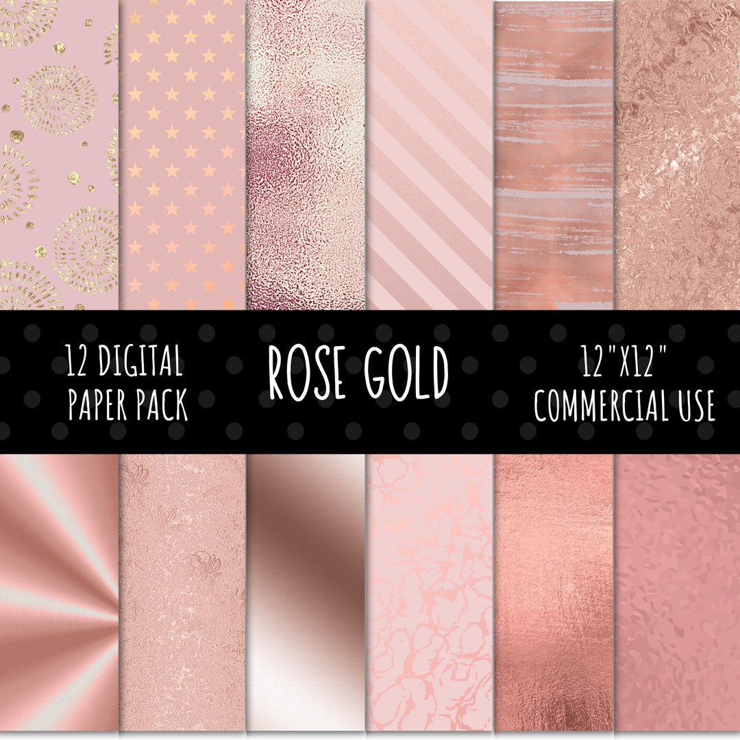 Rose Gold Digital Paper Pack, Digital Scrapbook Paper, Scrapbooking ...