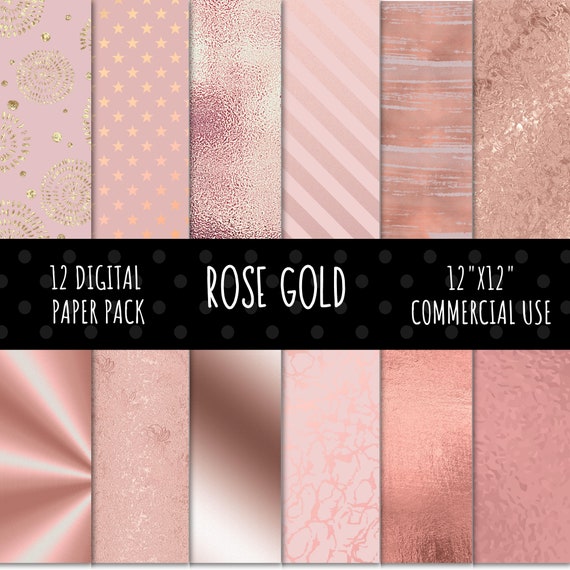 Rose Gold Digital Paper Pack Digital Scrapbook Paper | Etsy