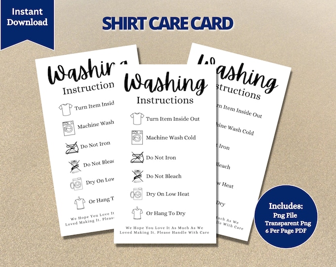 Tshirt Care Cards, Washing Instructions, Shipping Supplies, Care ...