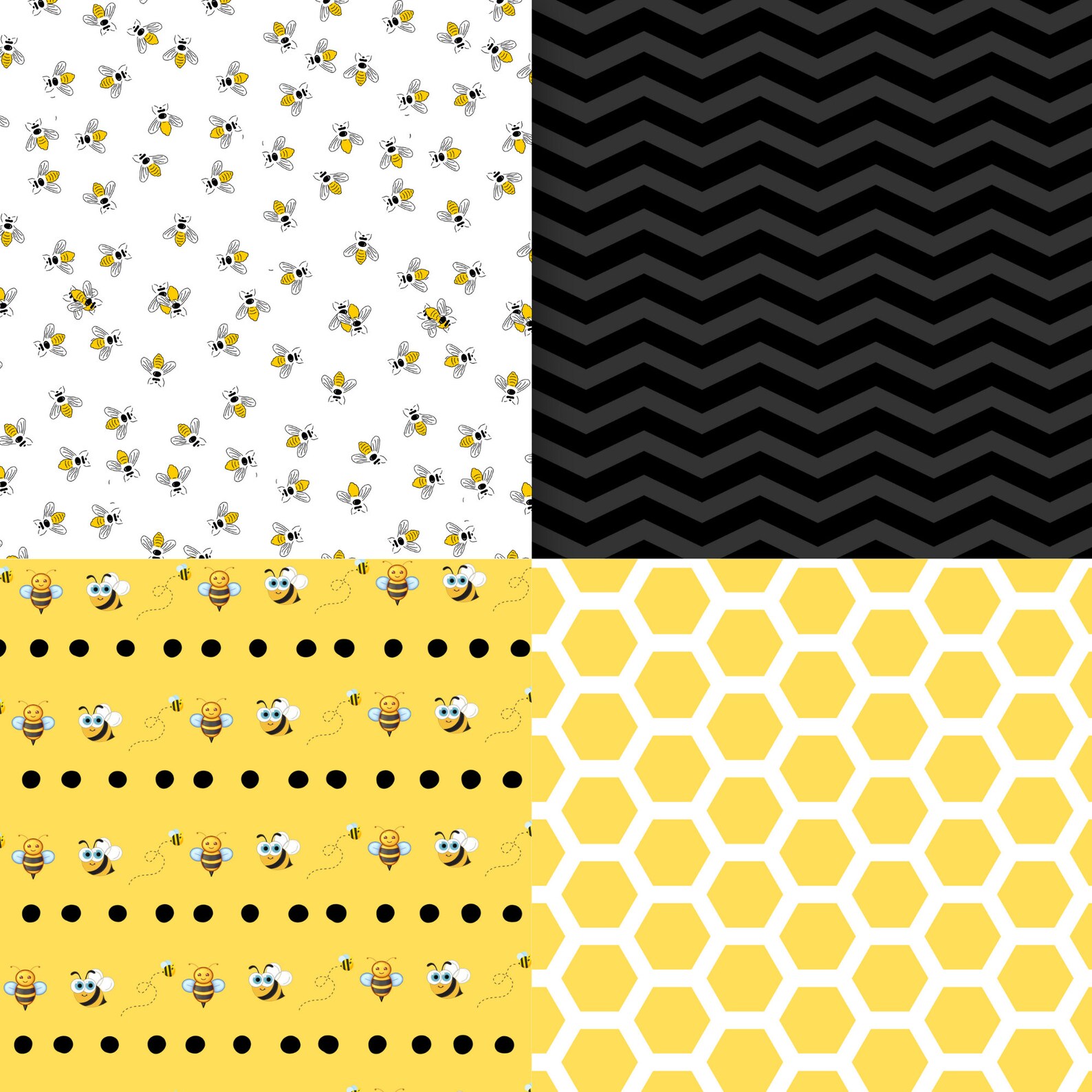 Bee Digital Paper Pack Bee Patterned Paper Honeycomb Paper - Etsy