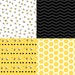 Bee Digital Paper Pack, Bee Patterned Paper, Honeycomb Paper, Yellow ...