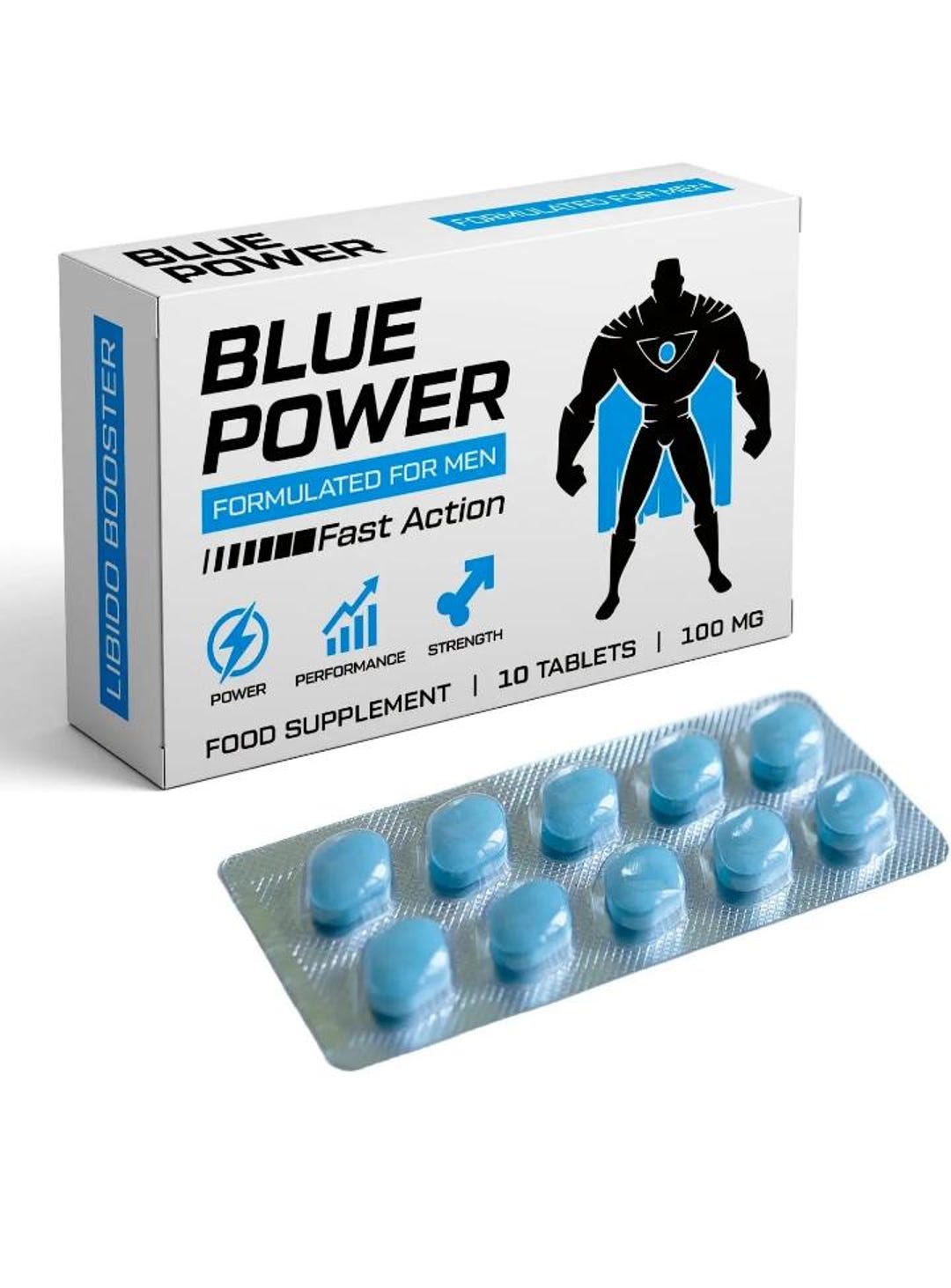 Blue Power Male Enhancement 10 Capsules 100mg - Etsy UK