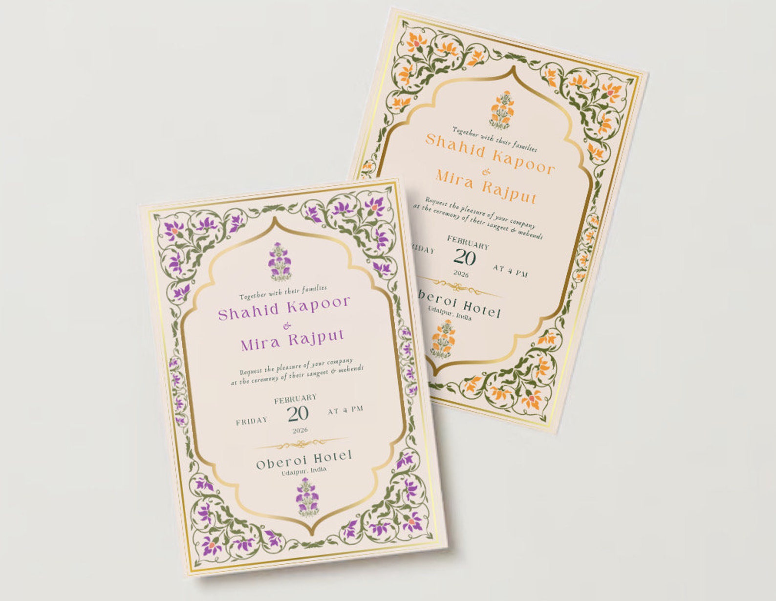 Indian Wedding Invitations Hindu Asian Mehendi Sangeet Reception Haldi ...