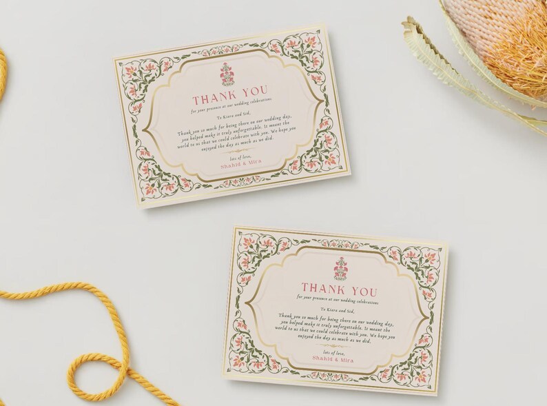 Thank You Card/ Note - Indian Wedding Hindu Asian - Etsy