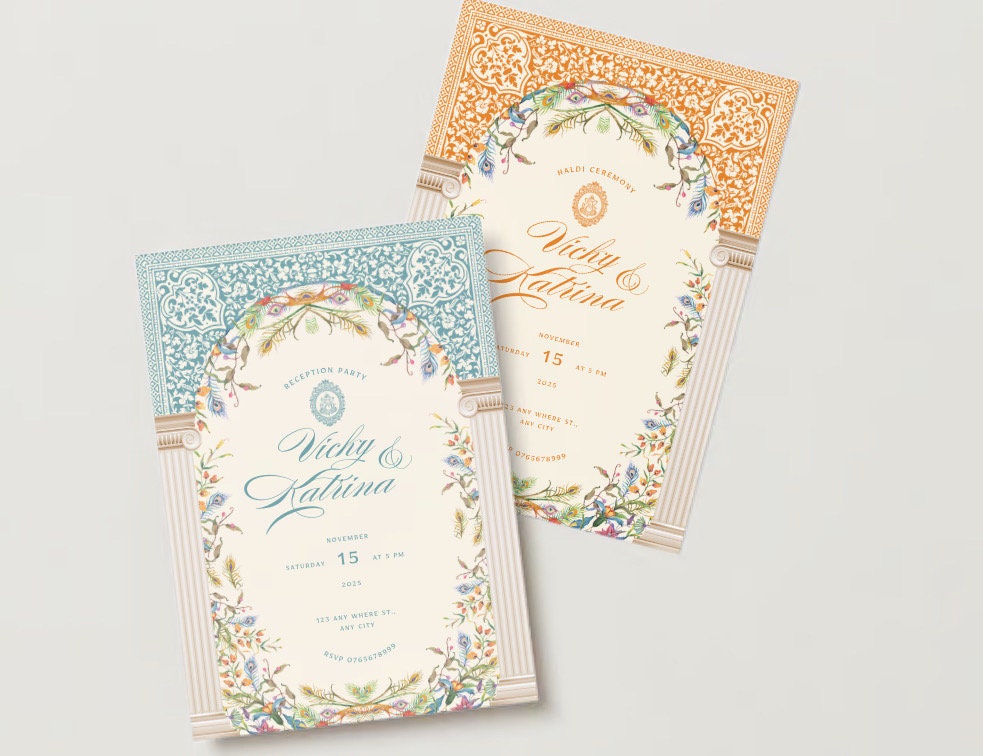Indian Wedding Invitations Hindu Asian Mehendi Sangeet Reception Haldi ...