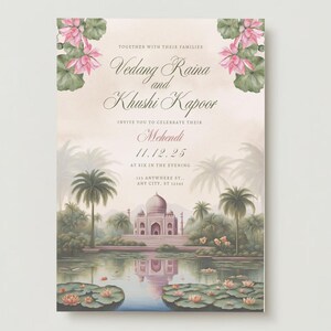 Indian Royal Mughal Wedding Invitations Hindu Asian Muslim Mehndi ...