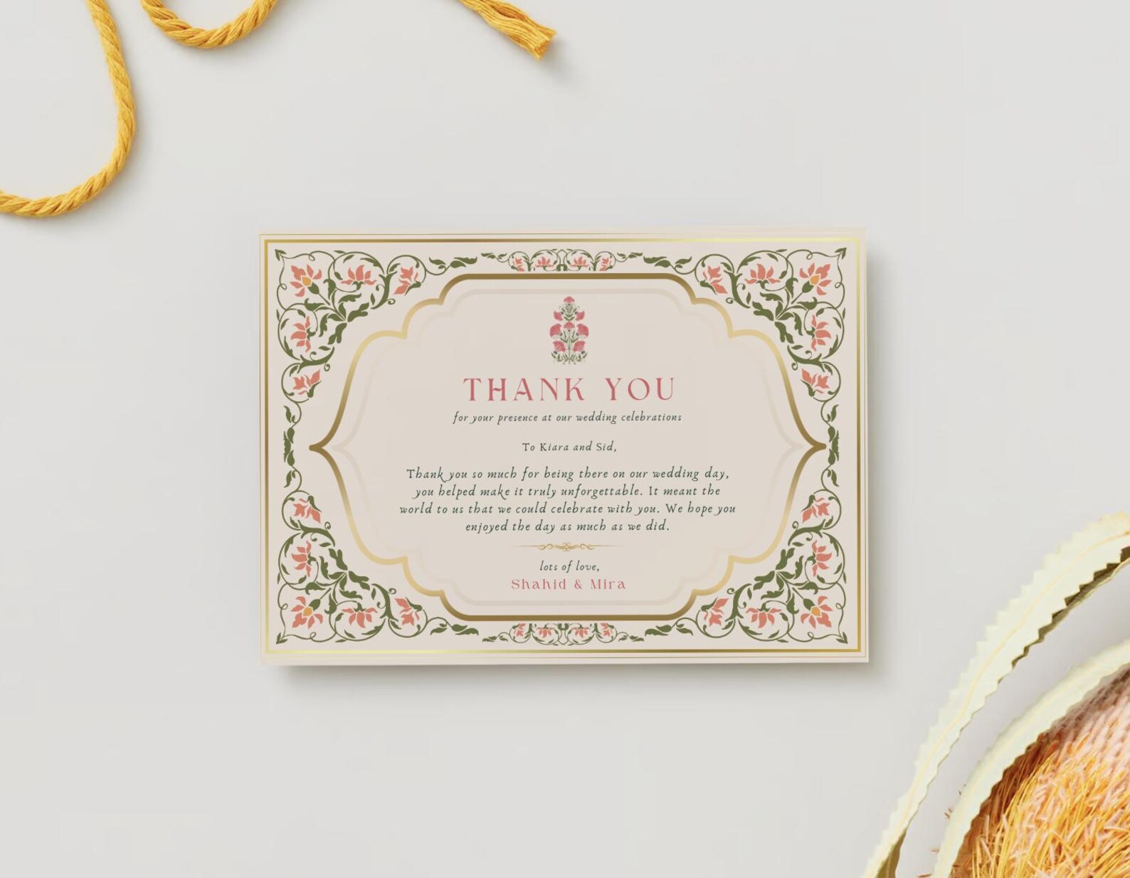 Thank You Card/ Note - Indian Wedding Hindu Asian - Etsy