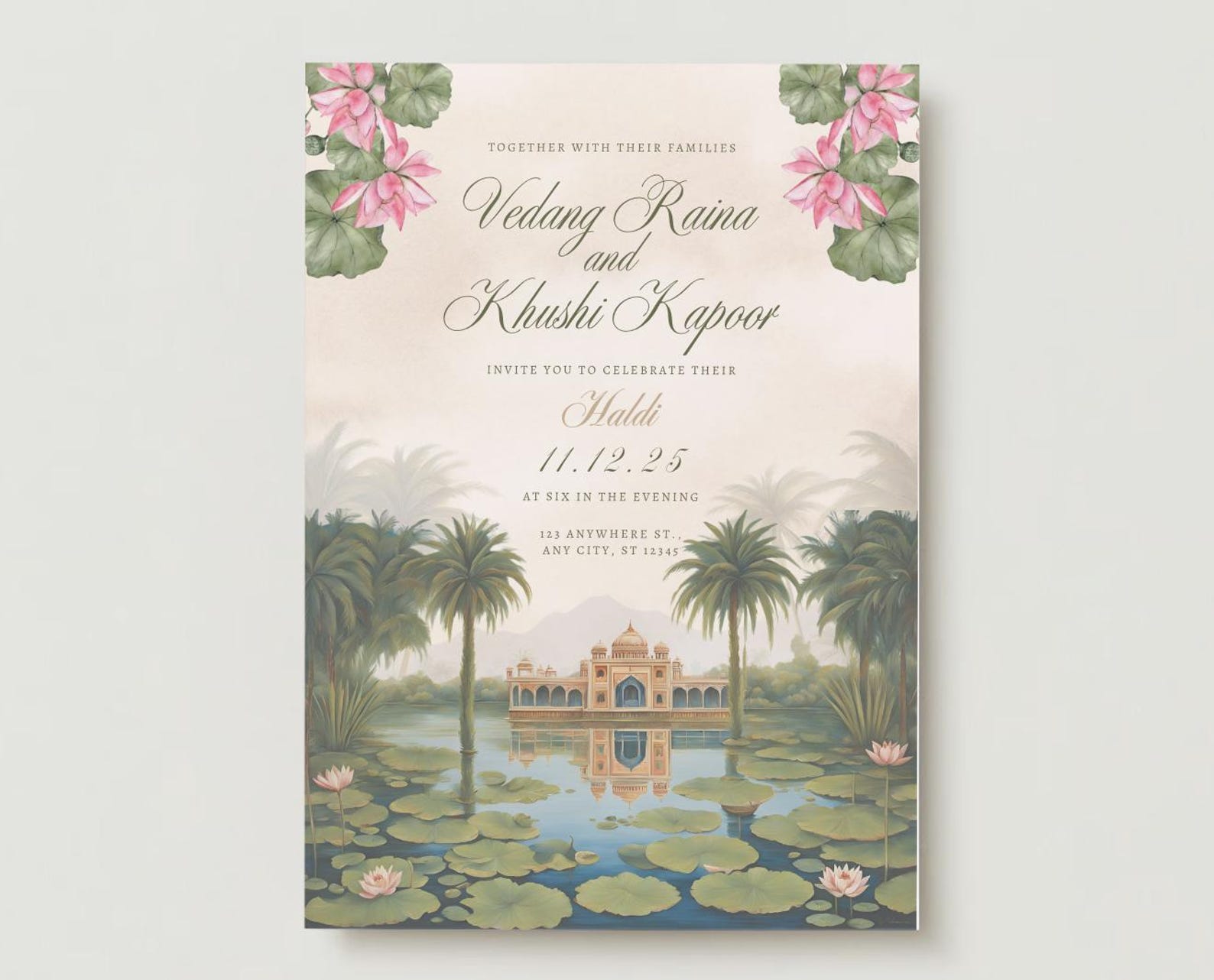 Indian Royal Mughal Wedding Invitations Hindu Asian Muslim Mehndi ...