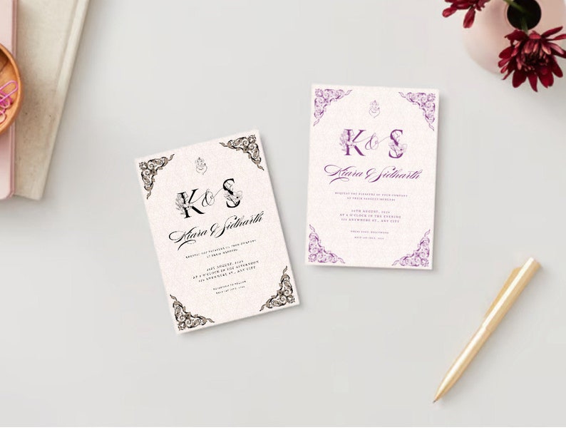 Digital Indian Hindu Ceremony Wedding Invite Mehendi Wedding Sangeet ...