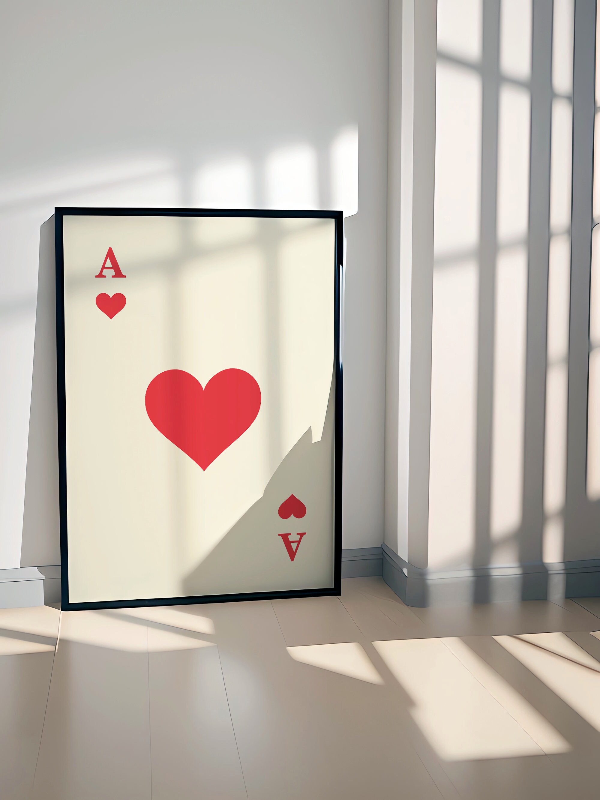 Ace of Hearts Print, Playing Card Poster, Trendy Retro Art, Bar Decor ...