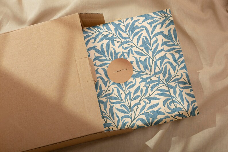 Botanical Wrapping Paper Roll, Blue Leaves Gift Wrap ,plant Wrapping ...