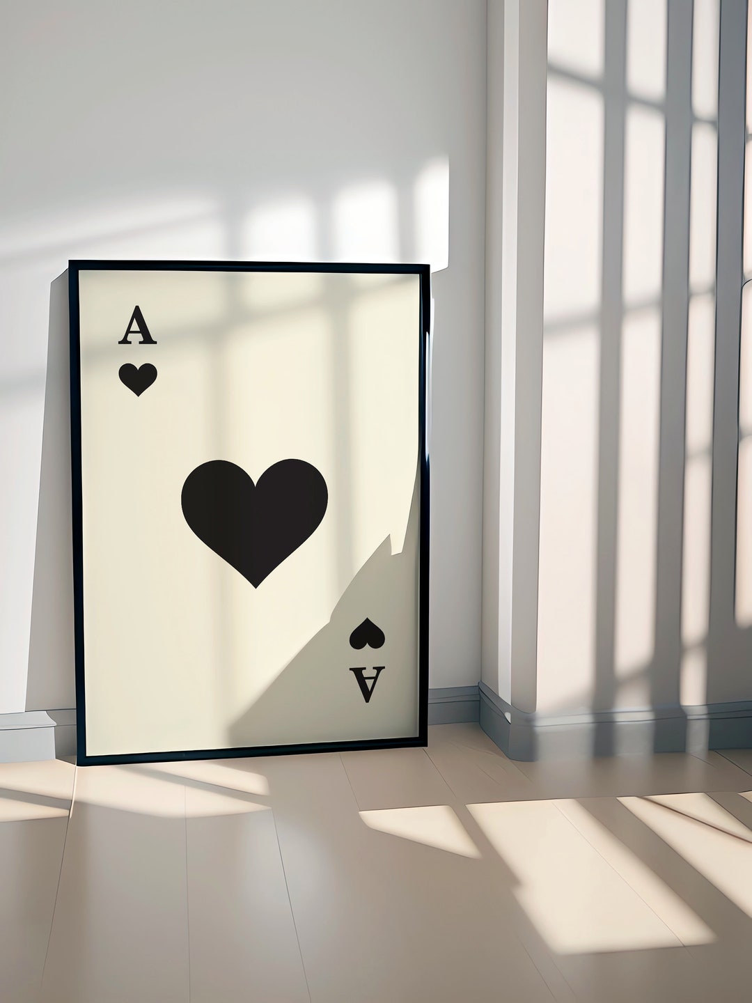 Ace of Hearts Print, Playing Card Poster, Trendy Retro Art, Bar Decor ...