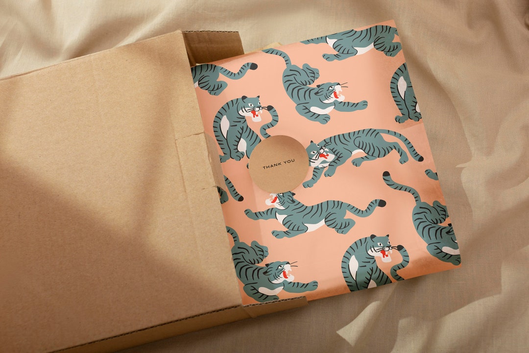 Christmas Holiday Tiger Wrapping Paper Roll, Fun Kid or Adult Animal ...
