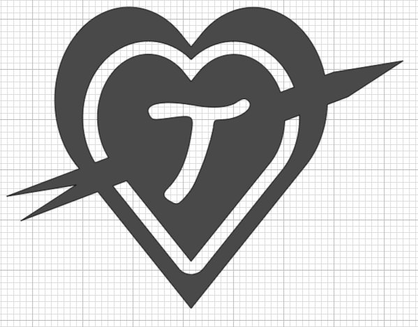Elongated Double Heart With Initial T Cut-out With and Without an Arrow ...