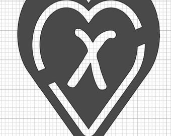 Elongated Double Heart With Initial W Cut-out With and Without an Arrow ...