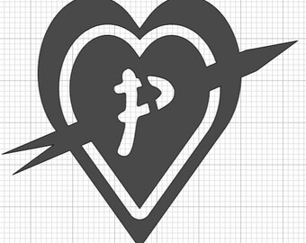 Elongated Double Heart With Initial T Cut-out With and Without an Arrow ...