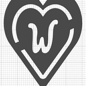 Elongated Double Heart With Initial W Cut-out With and Without an Arrow ...