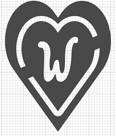 Elongated Double Heart With Initial W Cut-out With and Without an Arrow ...