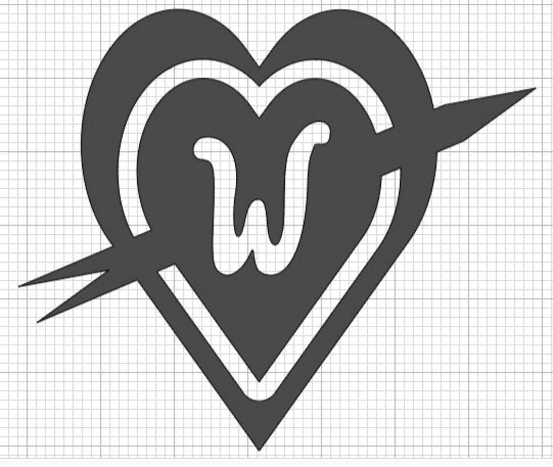 Elongated Double Heart With Initial W Cut-out With and Without an Arrow ...