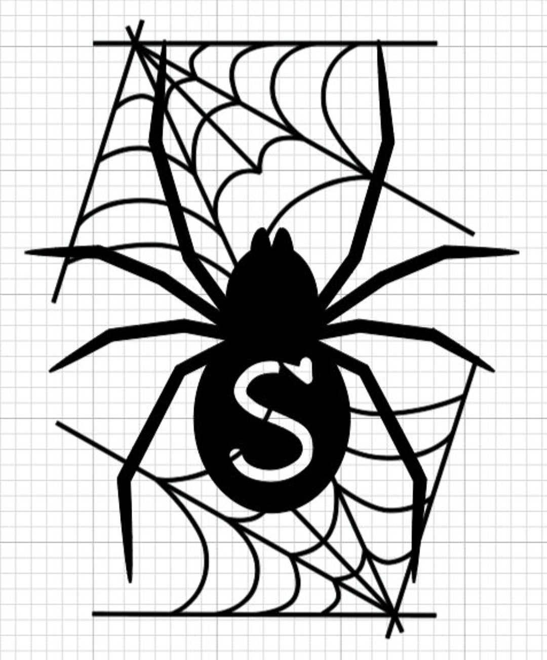 Spider With Letter S, Web Visible in Letter - Etsy