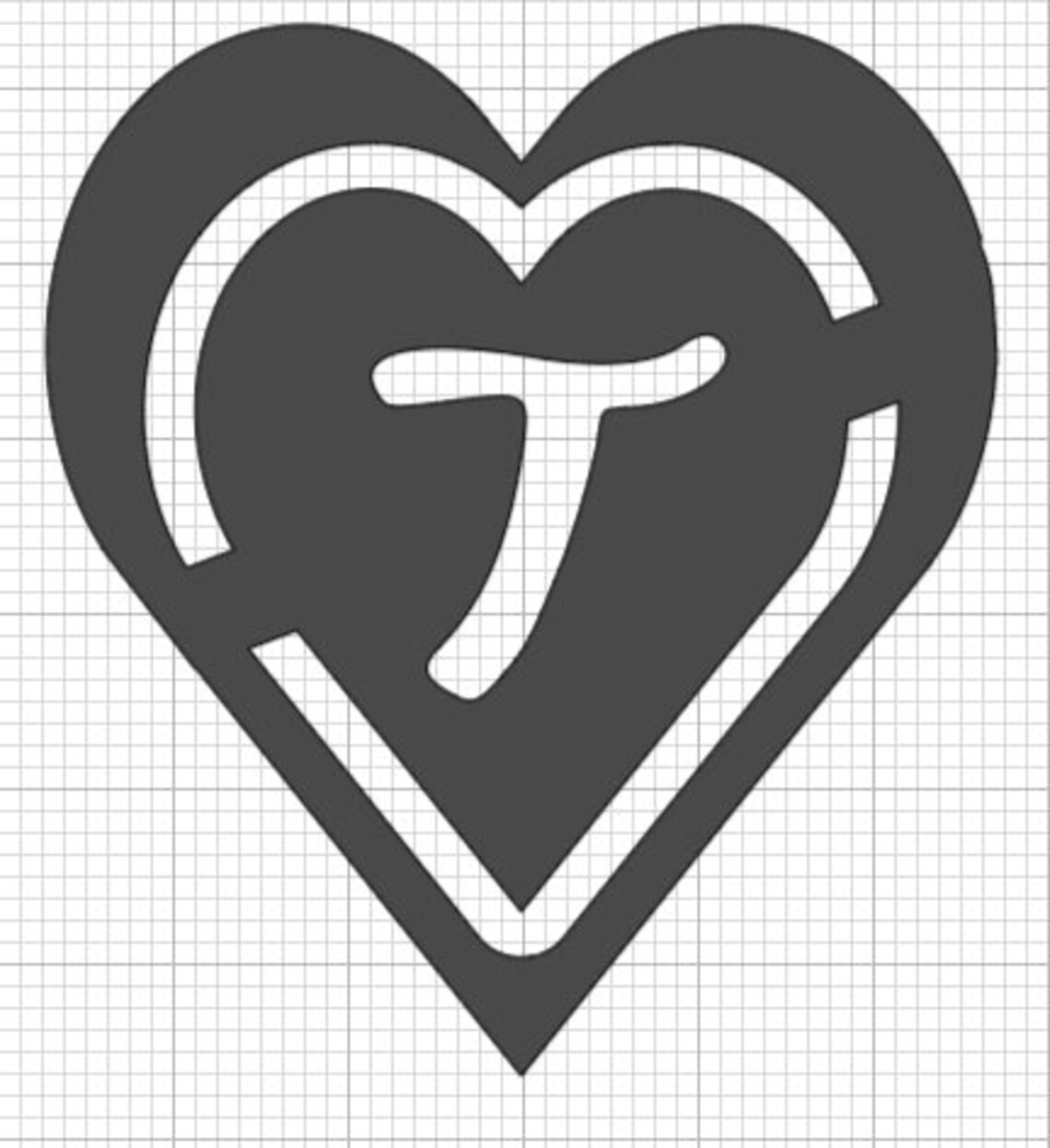 Elongated Double Heart With Initial T Cut-out With and Without an Arrow ...