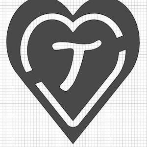 Elongated Double Heart With Initial T Cut-out With and Without an Arrow ...