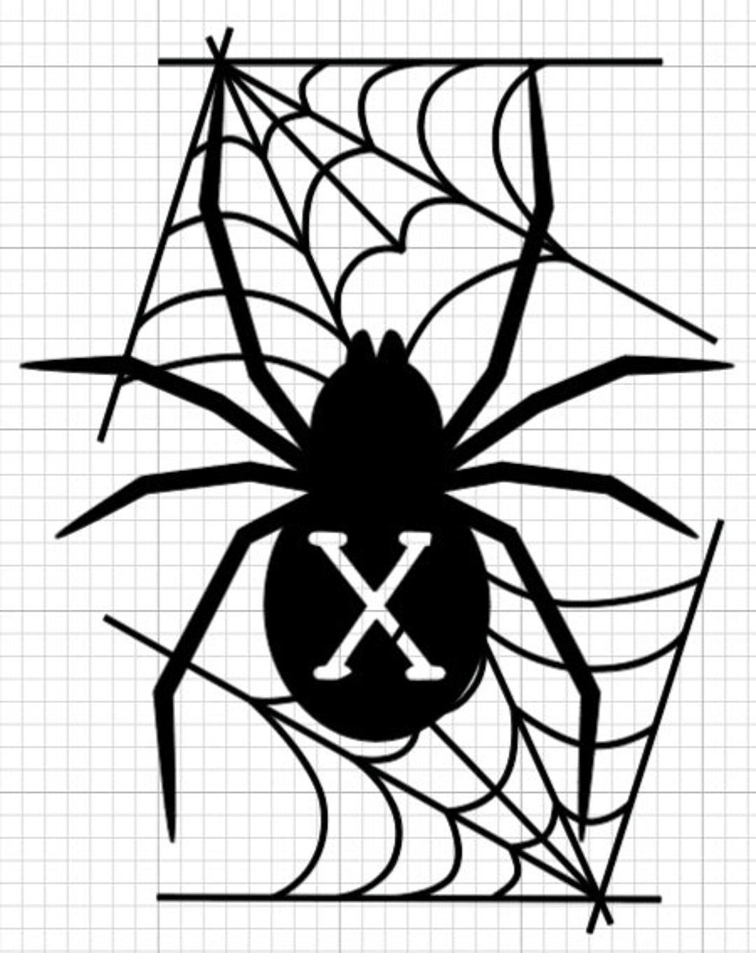 Spider With Letter X, Web Visible in Letter - Etsy