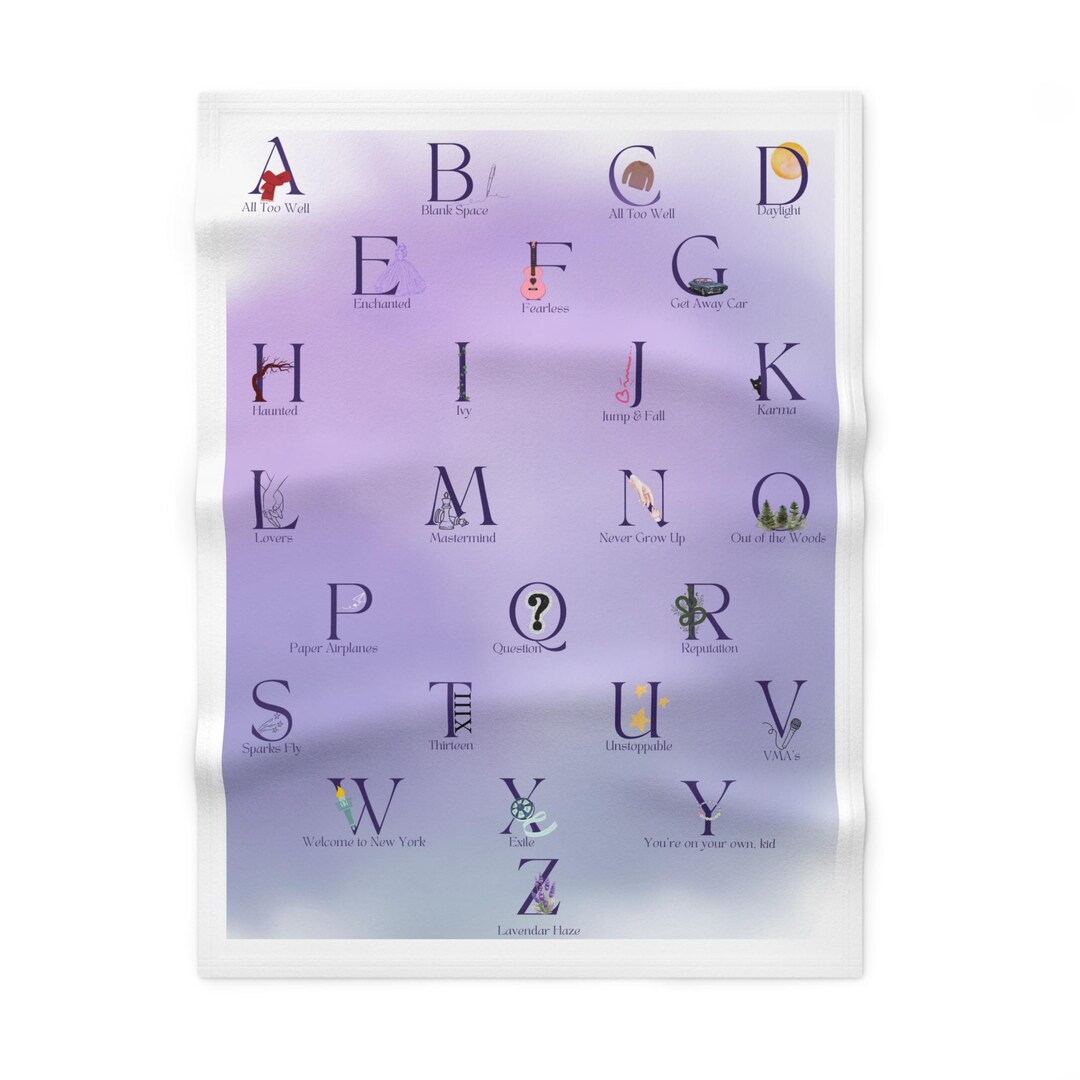 Abcs of Taylor Swift Baby Blanket Alphabet Nursery Blanket Swiftie Baby ...