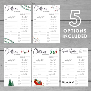 Christmas Gift Exchange/ Secret Santa Fillable Template - Etsy